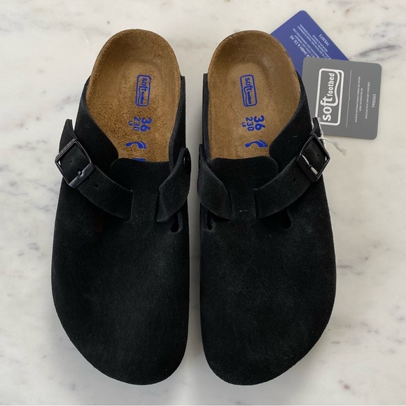 Birkenstock | Shoes | Nwt Birkenstock Boston Black Suede Women Size 36 ...